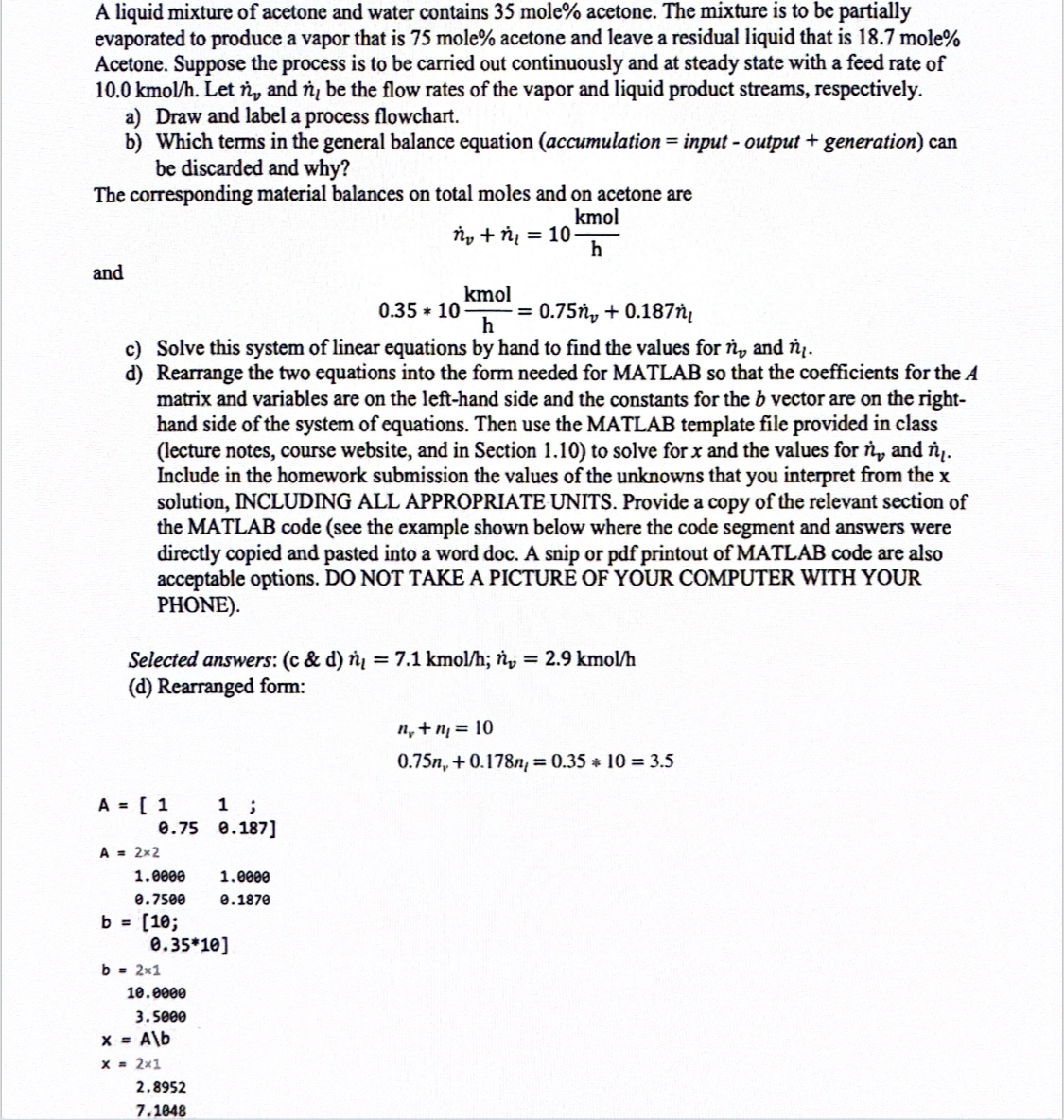 Solved A liquid mixture of acetone and water contains | Chegg.com