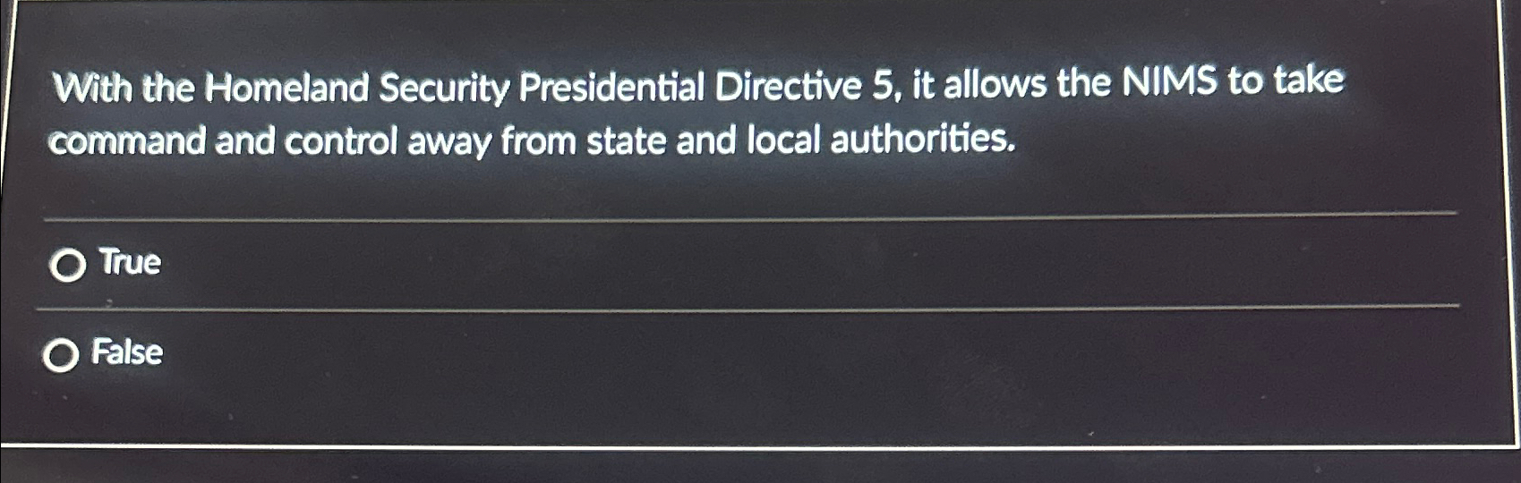 Solved With the Homeland Security Presidential Directive 5, | Chegg.com