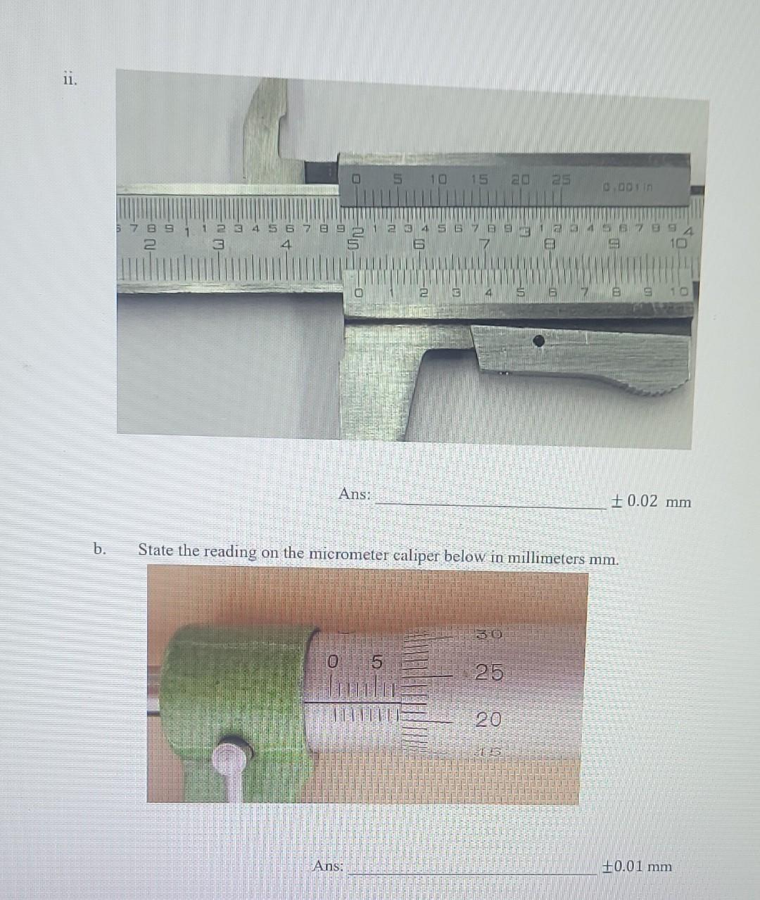 Solved 5. What is the least count on the measuring devices | Chegg.com