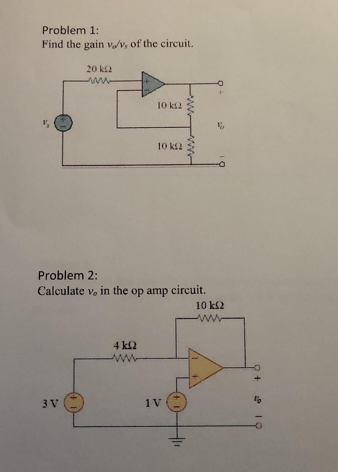 Solved Problem 1: Find the gain vd/vs of the circuit. | Chegg.com