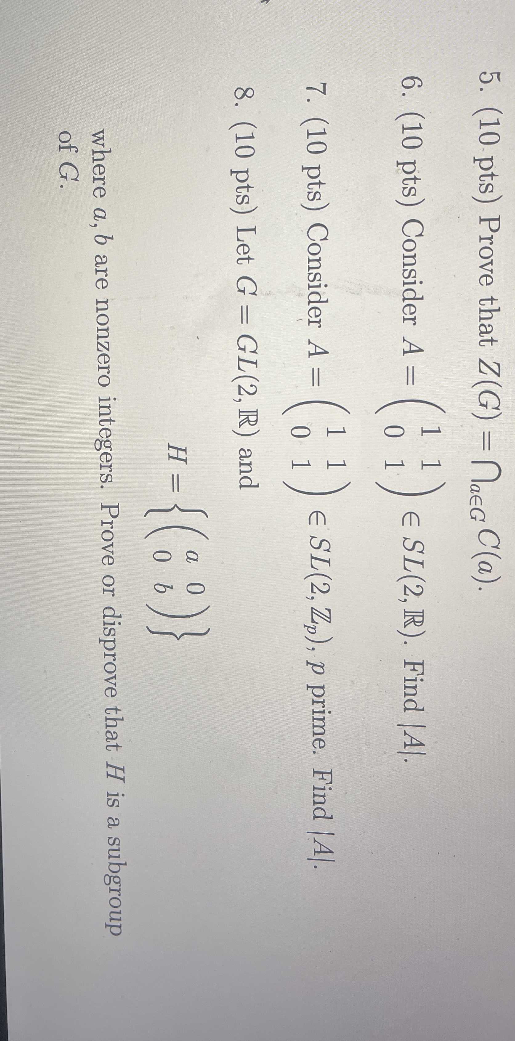 Solved (10 pts) Prove that Z(G)=∩nainGC(a).(10 pts) | Chegg.com Solved (10 pts) Prove that Z(G)=∩nainGC(a).(10 pts) | Chegg.com