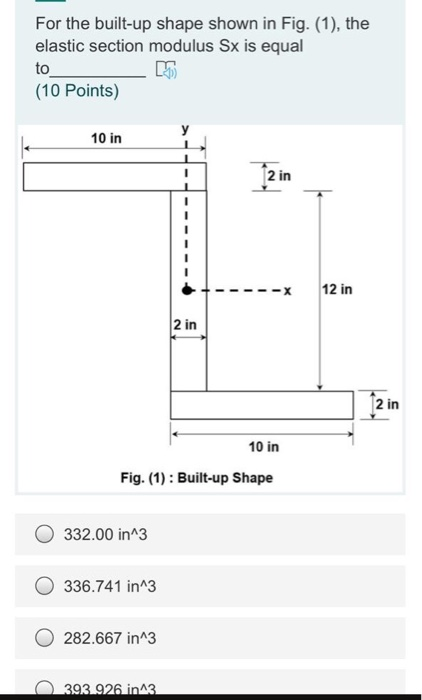Solved For the built-up shape shown in Fig. (1), the elastic | Chegg.com