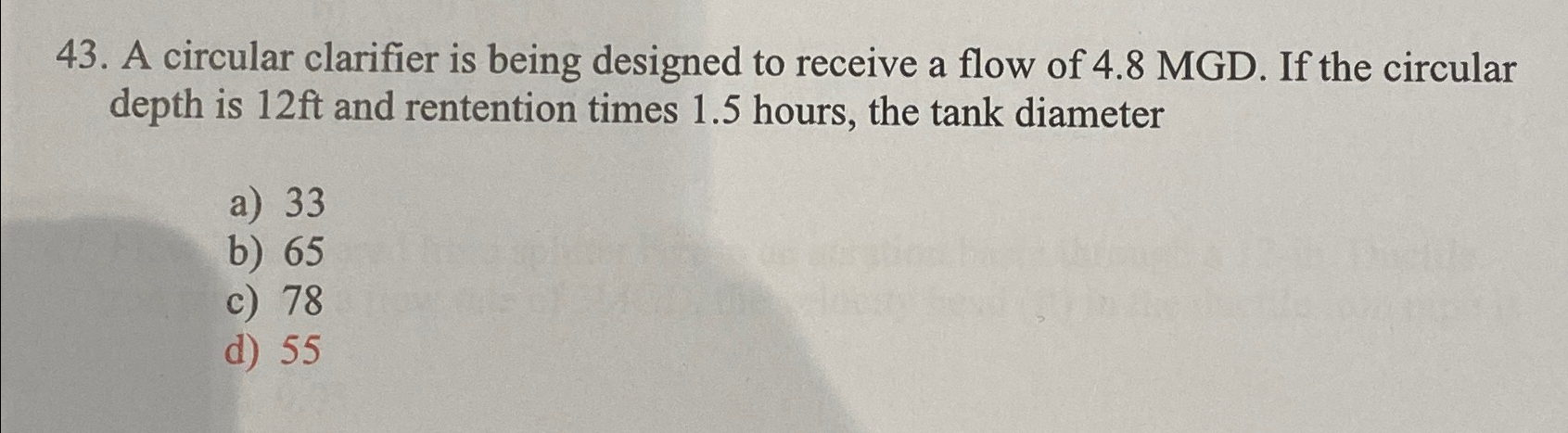 Solved A circular clarifier is being designed to receive a | Chegg.com