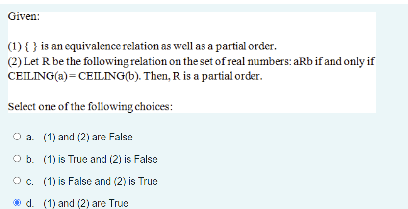 Solved Given: (1) { } ﻿is an equivalence relation as well as | Chegg.com