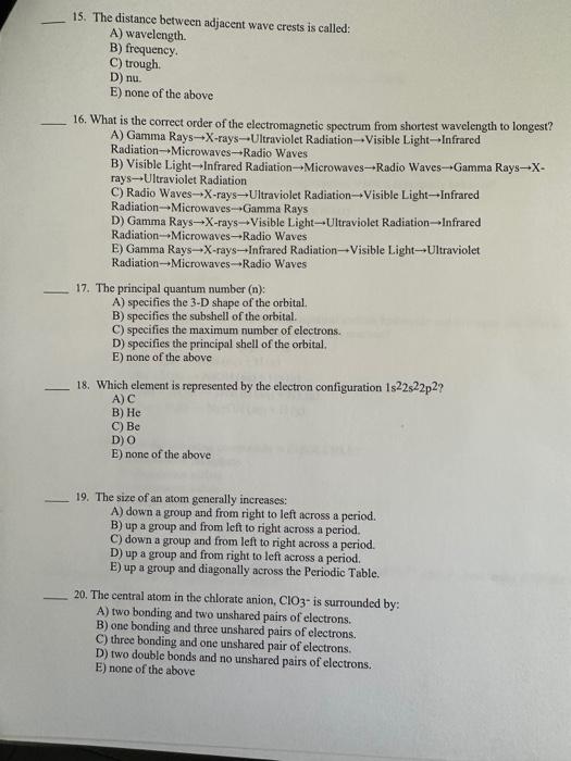 Solved 15. The distance between adjacent wave crests is | Chegg.com