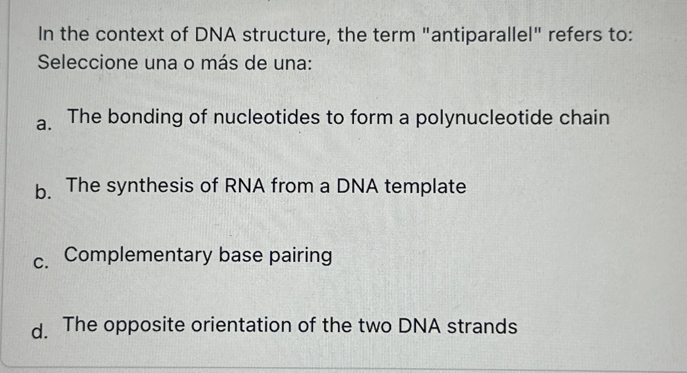 Solved In the context of DNA structure, the term | Chegg.com
