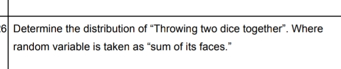 Solved Determine the distribution of "Throwing two dice | Chegg.com