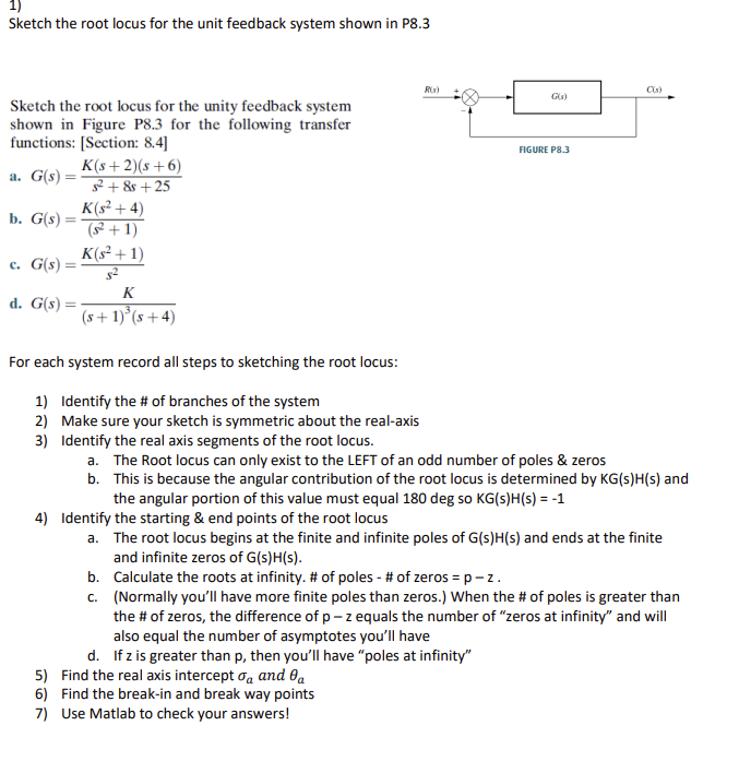 Solved For each system record all steps to sketching the | Chegg.com