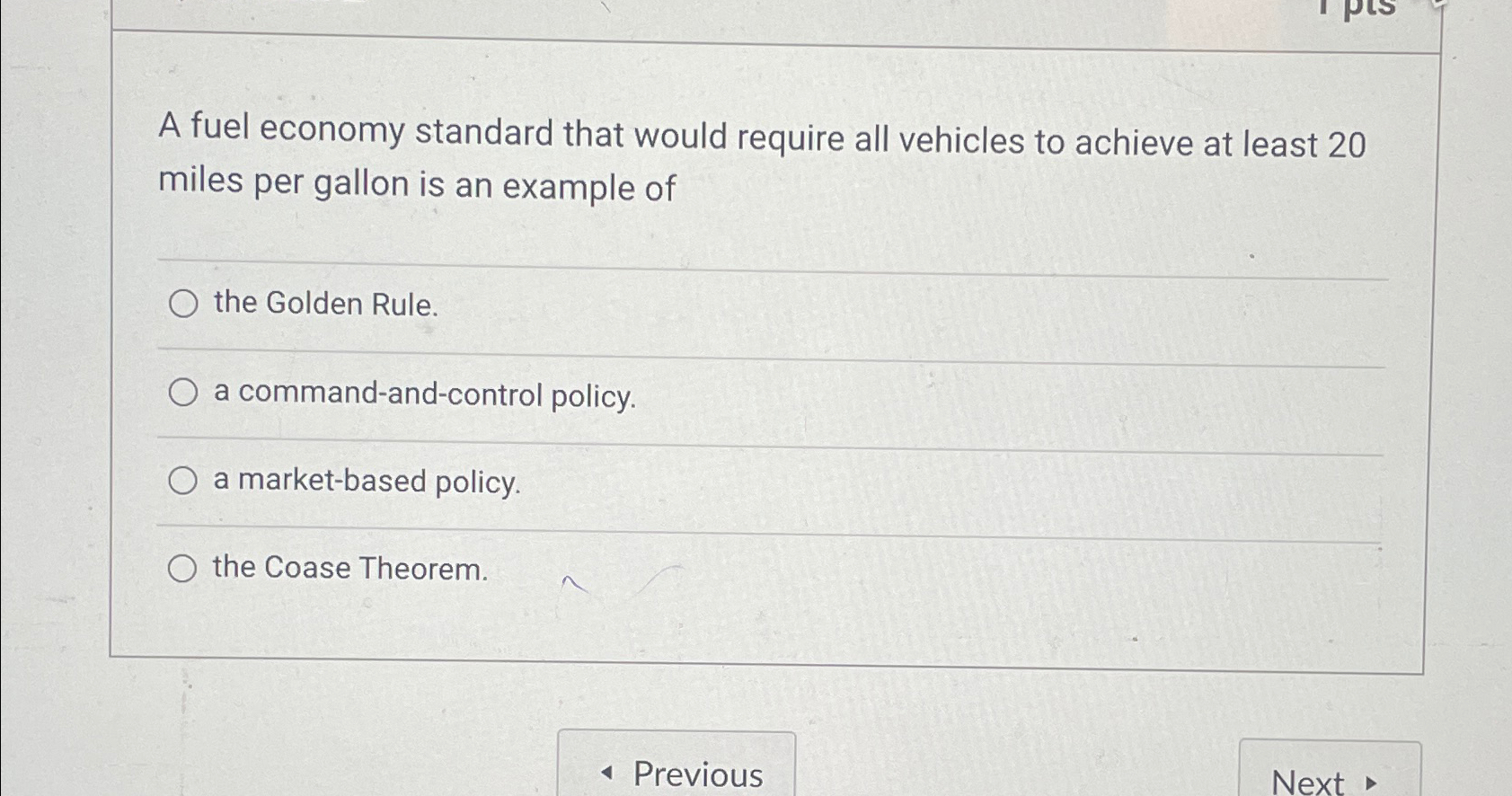 Solved A fuel economy standard that would require all | Chegg.com