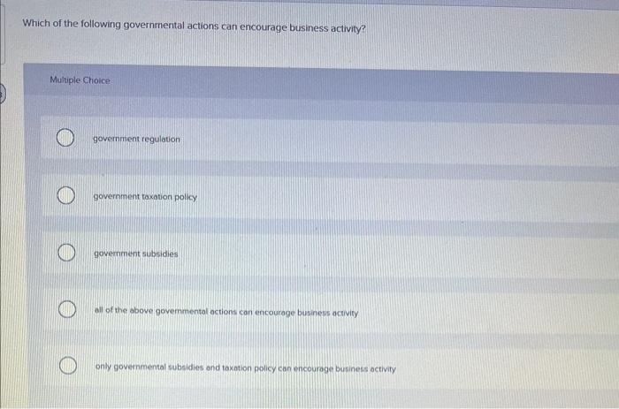 Which of the following governmental actions can | Chegg.com