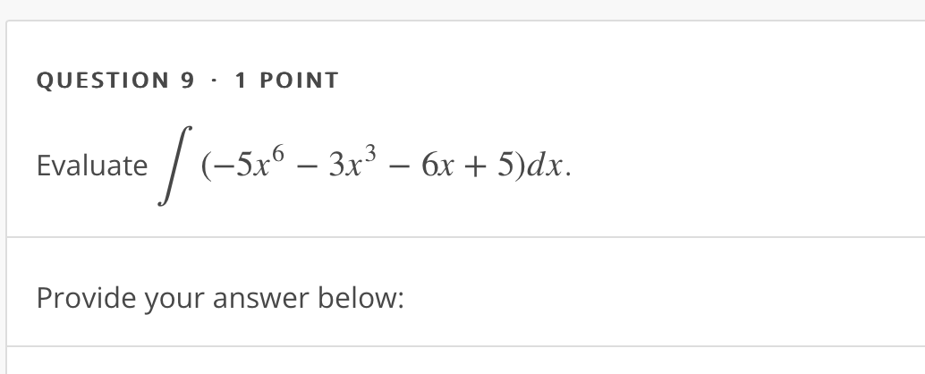 Solved QUESTION 9 - 1 ﻿POINTEvaluate | Chegg.com