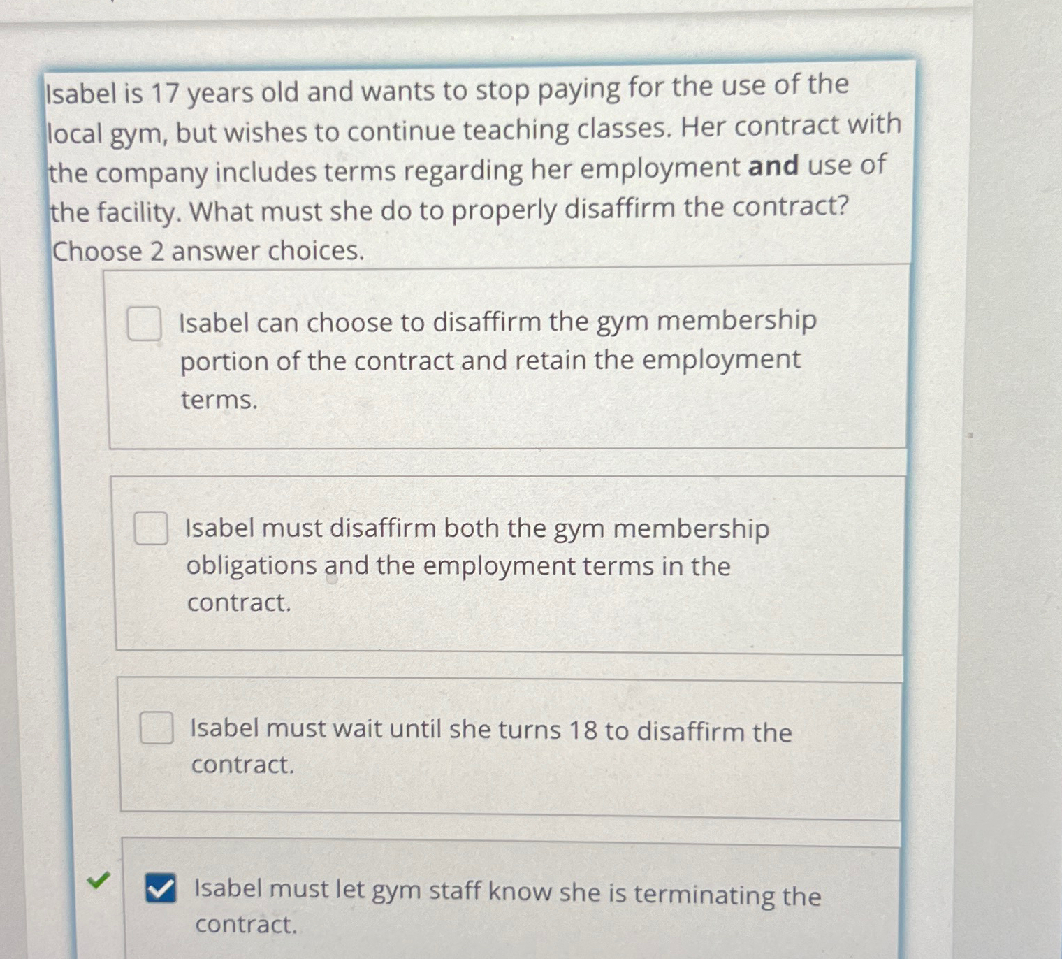Solved Isabel is 17 ﻿years old and wants to stop paying for | Chegg.com