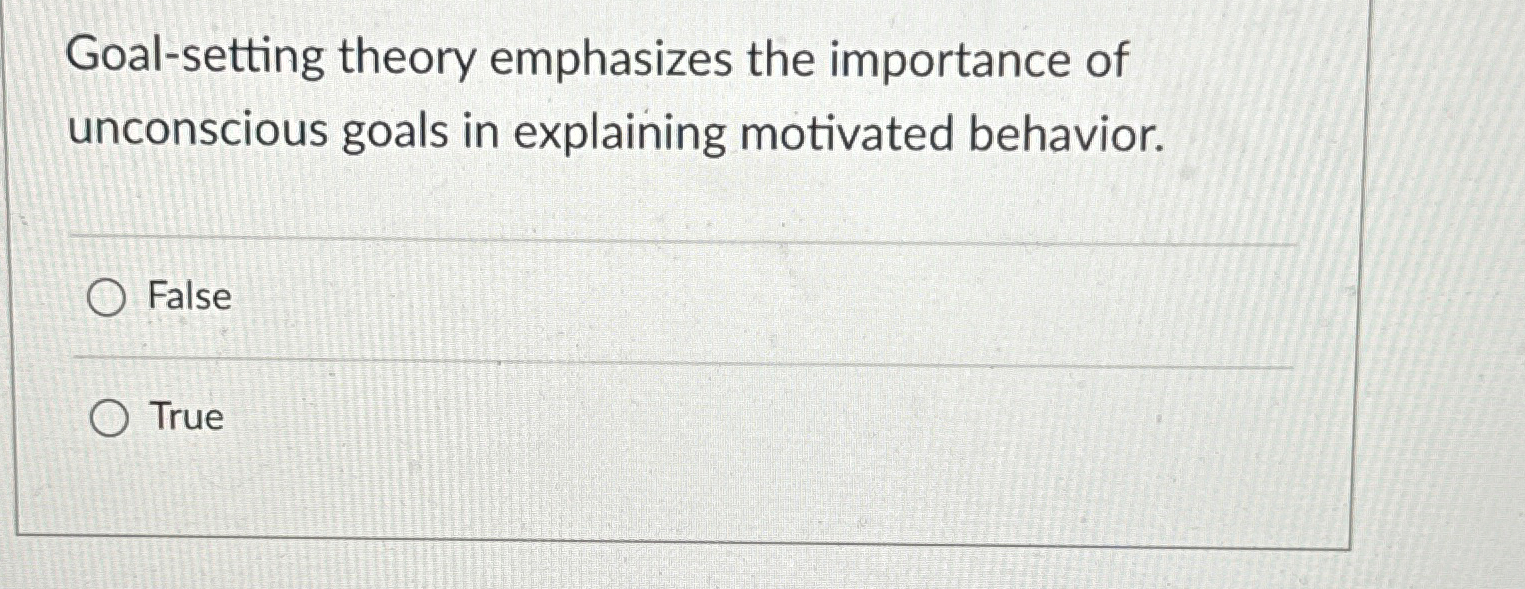Solved Goal-setting theory emphasizes the importance of | Chegg.com
