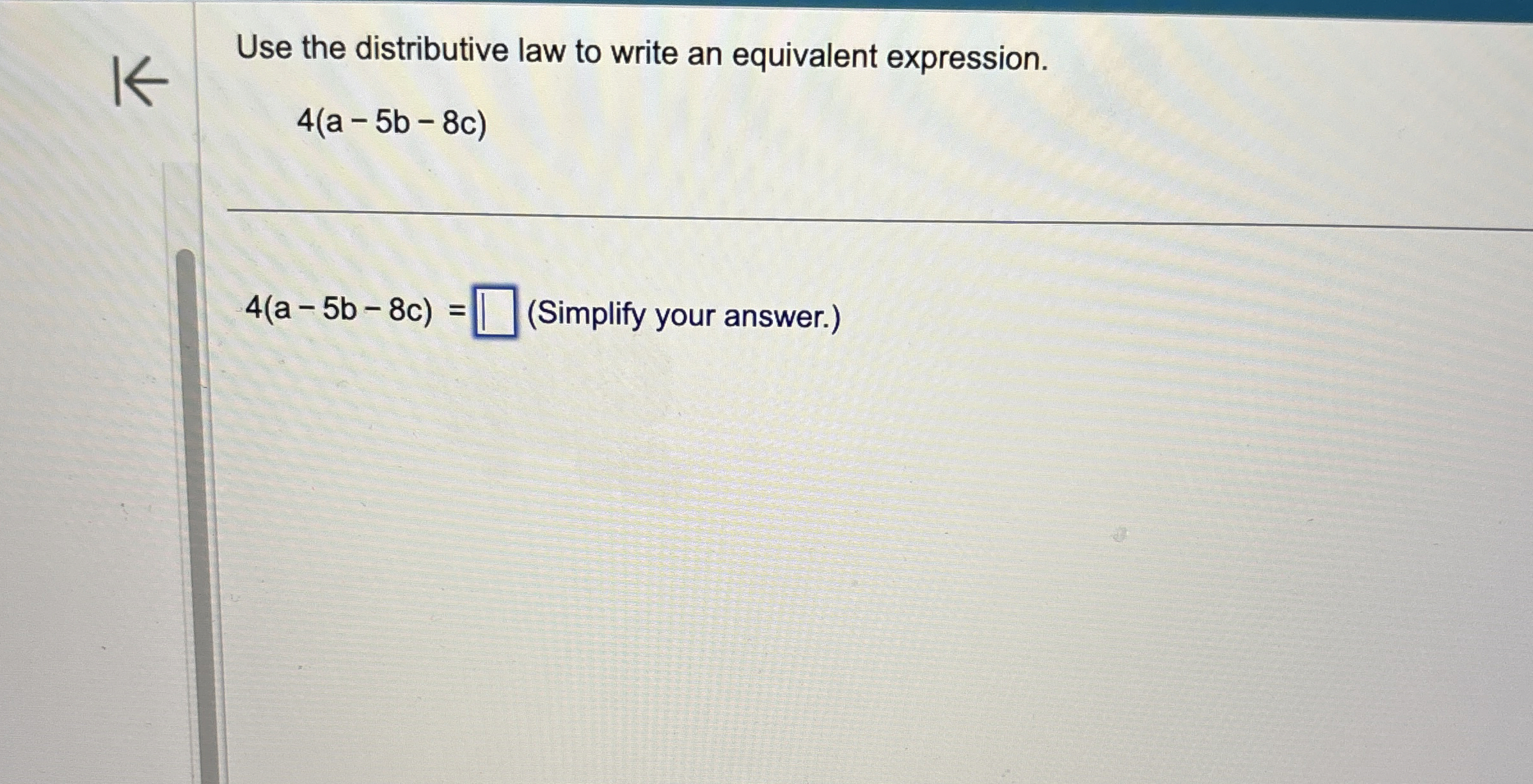 Solved Use the distributive law to write an equivalent | Chegg.com