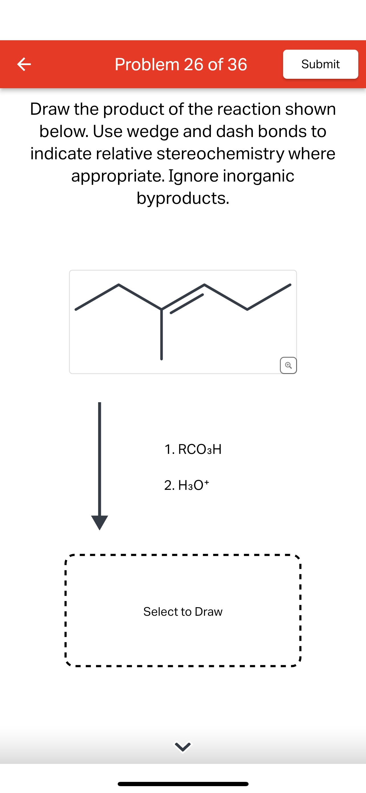 Solved Problem 26 ﻿of 36Draw the product of the reaction | Chegg.com