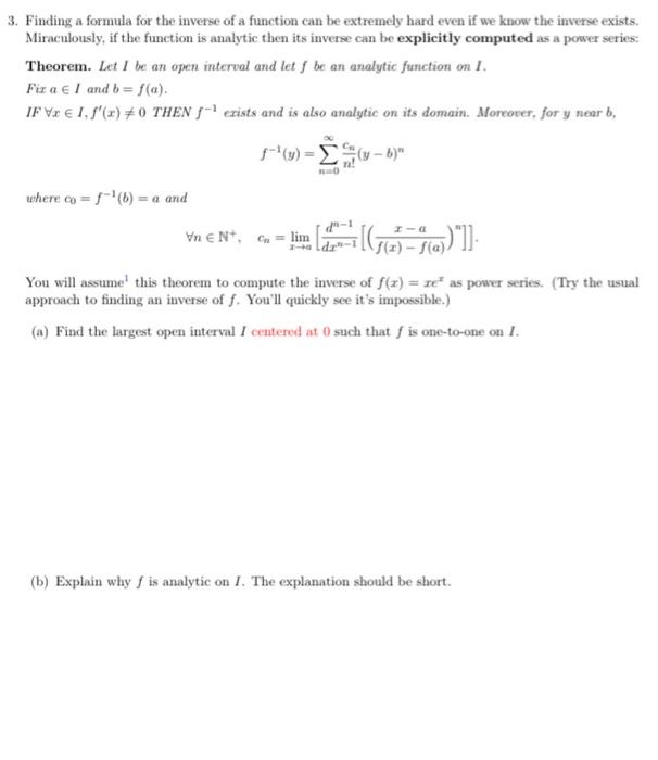 Solved 3. Finding a formula for the inverse of a function | Chegg.com