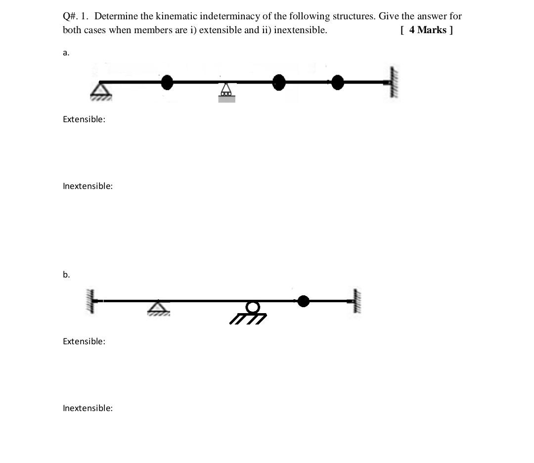 Solved Q#. 1. Determine the kinematic indeterminacy of the | Chegg.com
