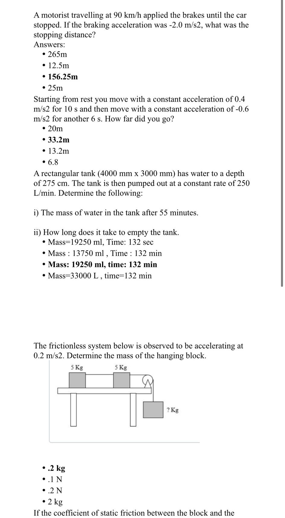 Solved 0.2ms2. ﻿Determine the mass of the hanging | Chegg.com