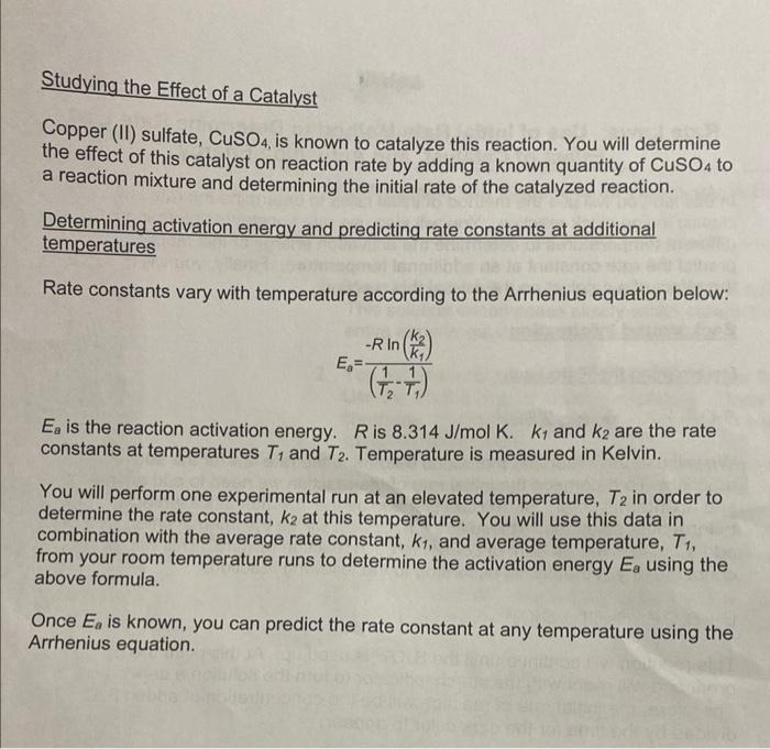 Solved Lab 4 Rate Laws Use Of Initial Rate Method To
