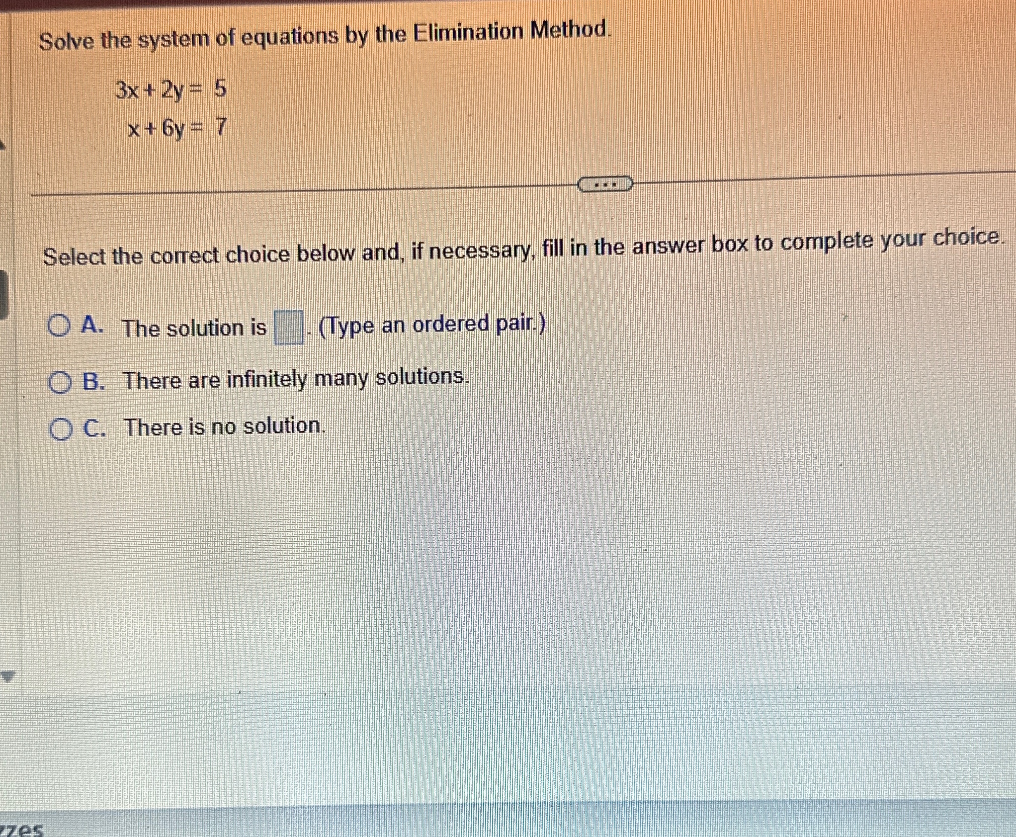 Solved Solve the system of equations by the Elimination | Chegg.com