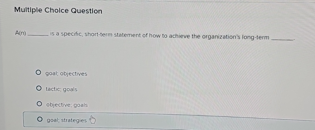 Solved Multiple Cholce QuestionA(n) ﻿is a specific, | Chegg.com
