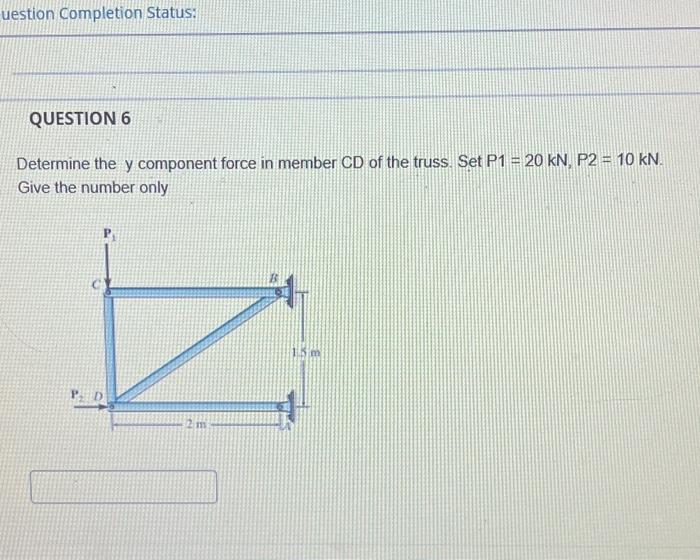 Solved Determine the y component force in member CD of the | Chegg.com