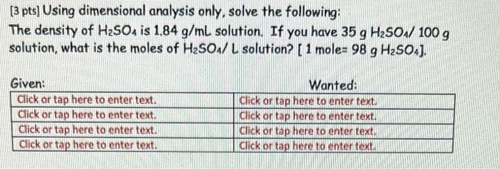 Solved [3 pts] Using dimensional analysis only, solve the | Chegg.com