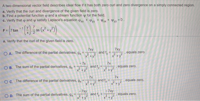 Solved A two-dimensional vector field describes ideal flow | Chegg.com