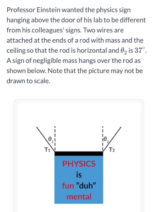Solved Professor Einstein wanted the physics sign hanging | Chegg.com