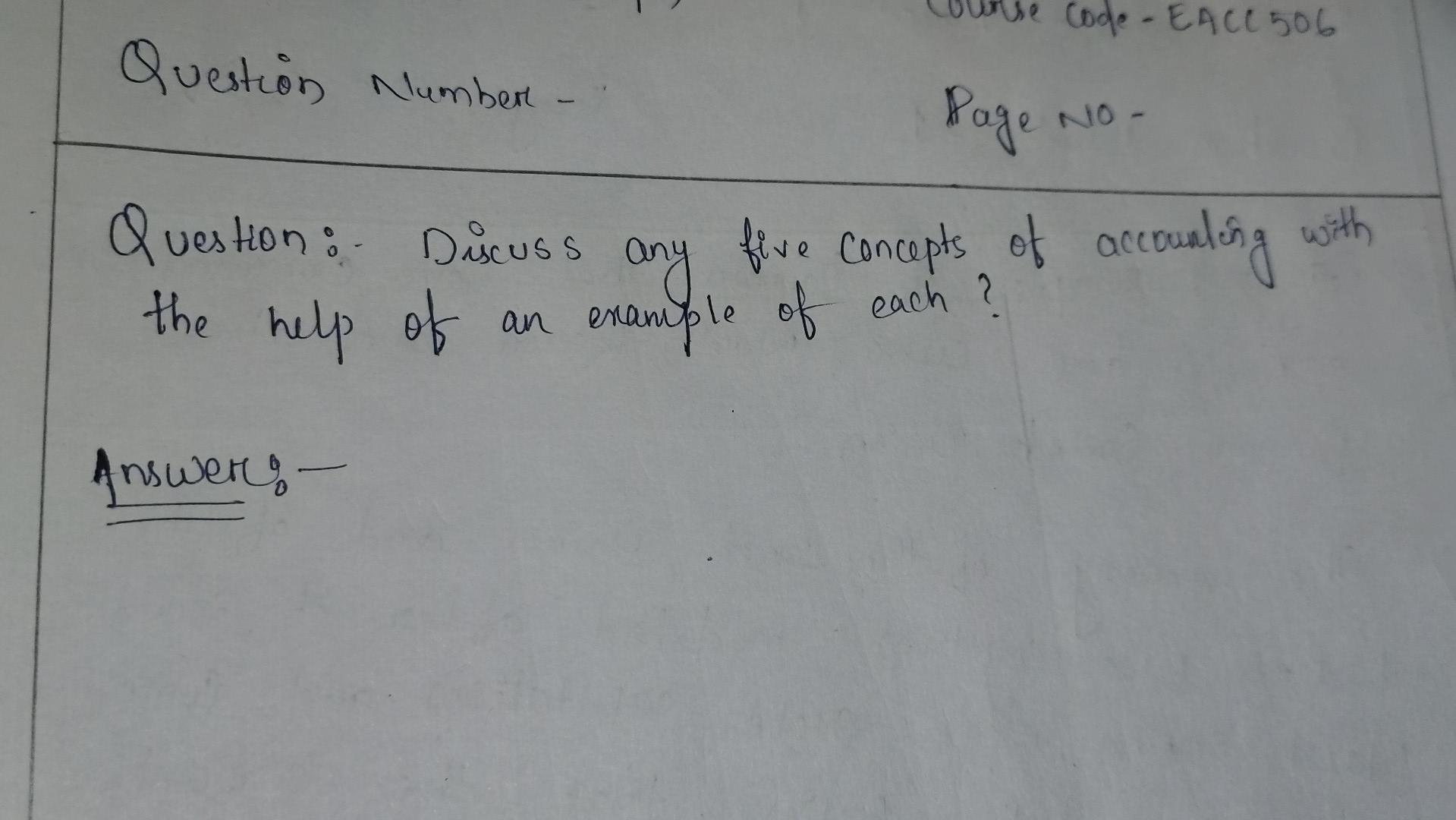 Solved Question: Discuss any five concepts of accourling | Chegg.com