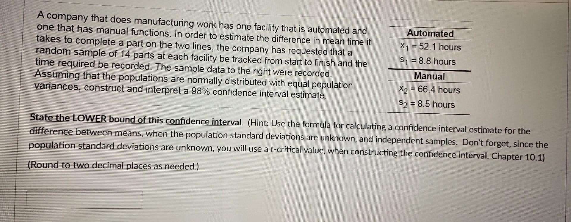 Solved State the LOWER bound of this confidence interval. | Chegg.com
