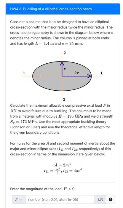 Solved Consider a column that is to be designed to have an | Chegg.com