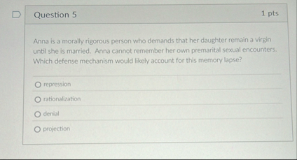 Solved Question 51 ﻿ptsAnna is a morally rigorous person who | Chegg.com