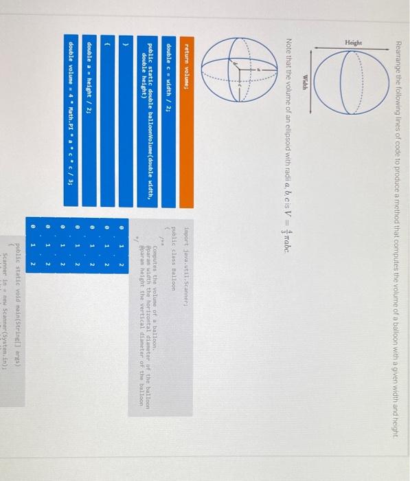 Solved Rearrange the following lines of code to produce a | Chegg.com