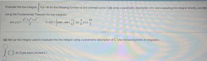 Evaluate the line integral ∫Cvp ⋅ dr for the | Chegg.com