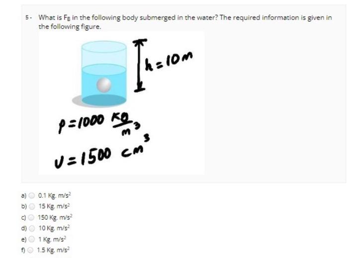 Solved What is FB in the following body submerged in the | Chegg.com