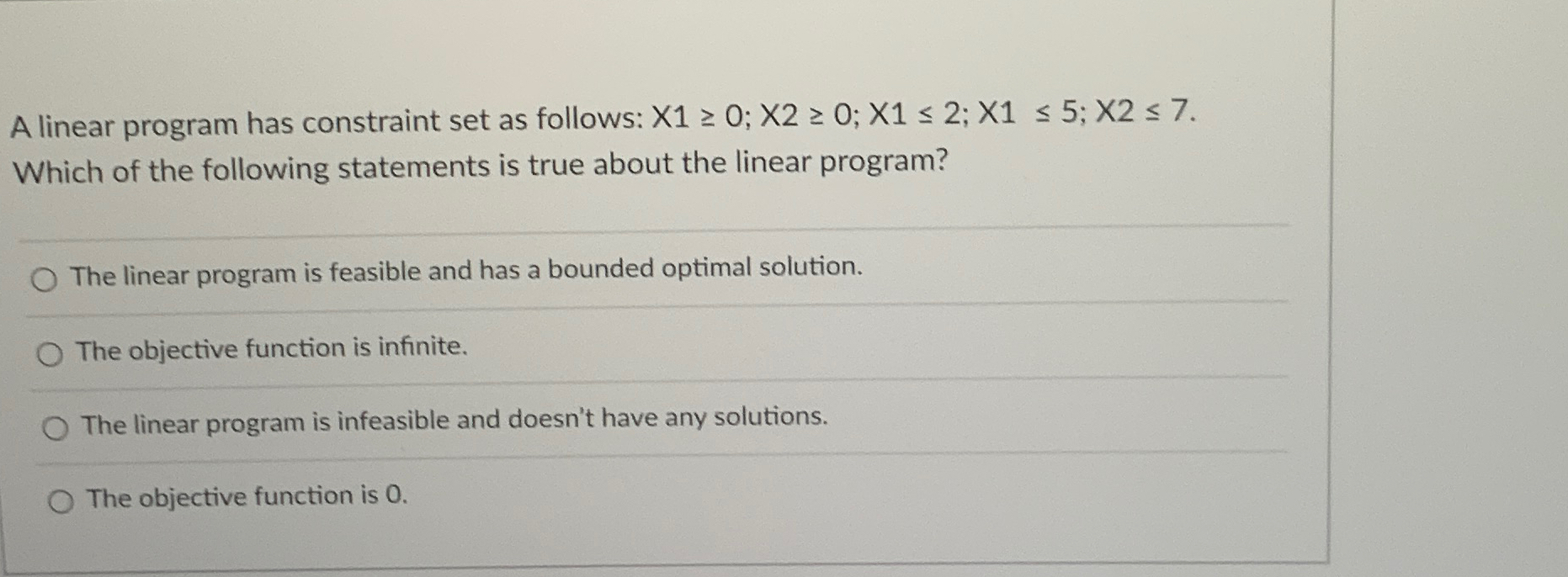 Solved A linear program has constraint set as follows: | Chegg.com