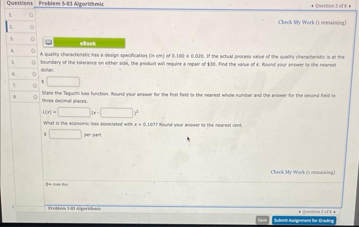Solved A quality characteristic has a design specification | Chegg.com