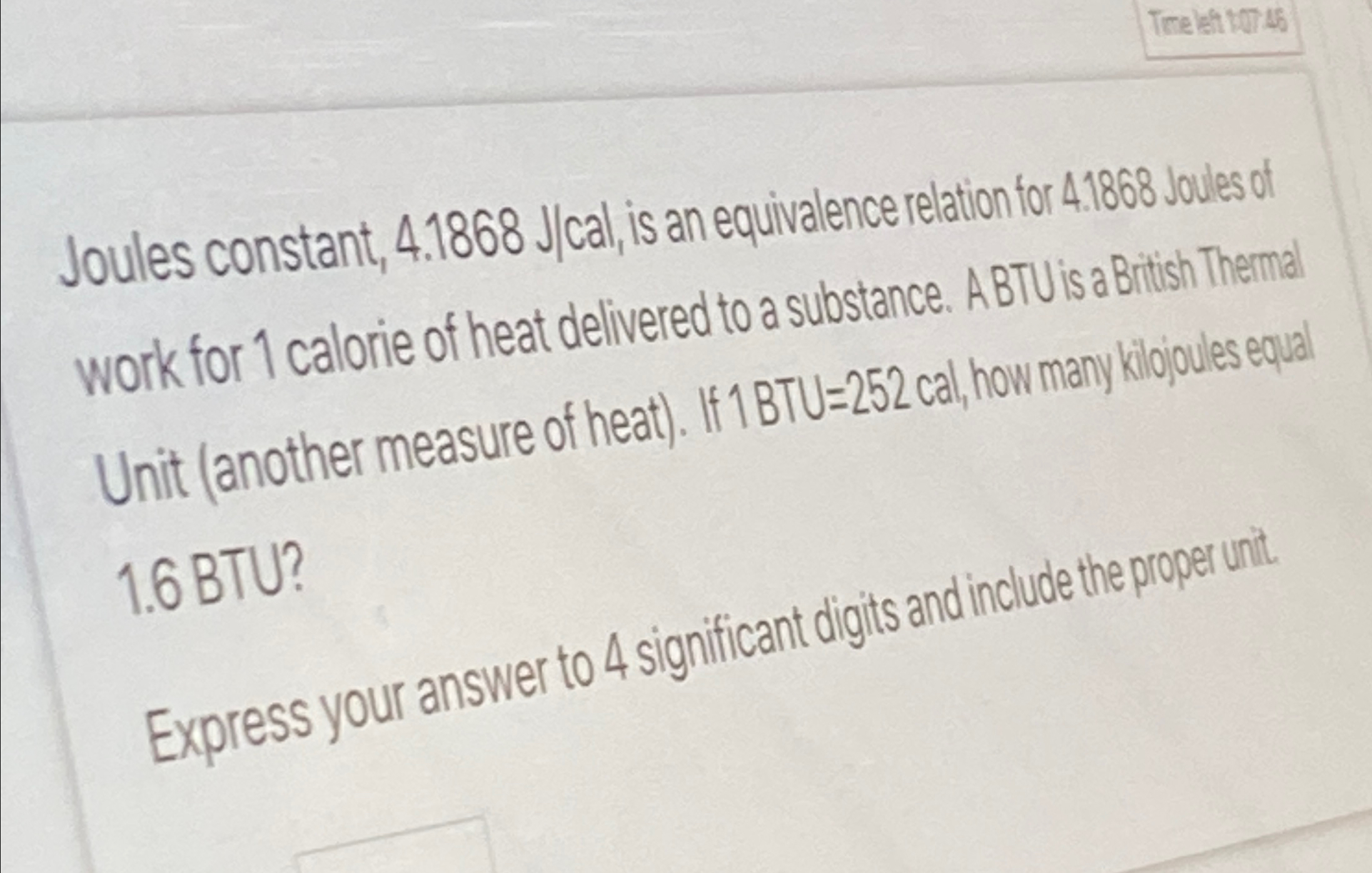 Solved Joules constant, 4.1868Jcal, ﻿is an equivalence | Chegg.com