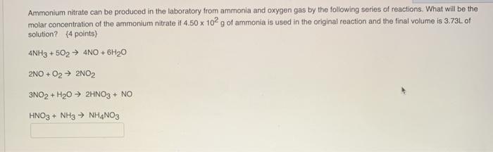 Solved Ammonium nitrate can be produced in the laboratory | Chegg.com