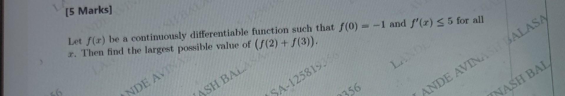 Solved Let f(x) be a continuously differentiable function | Chegg.com