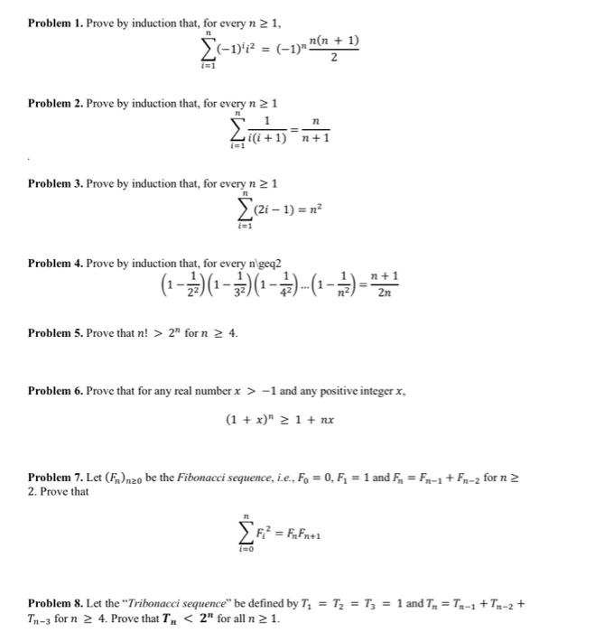 Solved Problem 1. Prove by induction that, for every n > 1, | Chegg.com