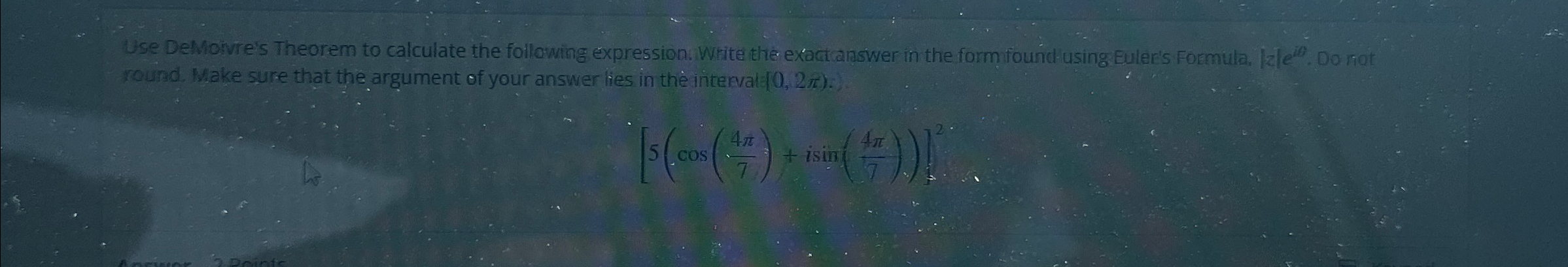 Solved Use DeMioivre's Theorem to calculate the following | Chegg.com