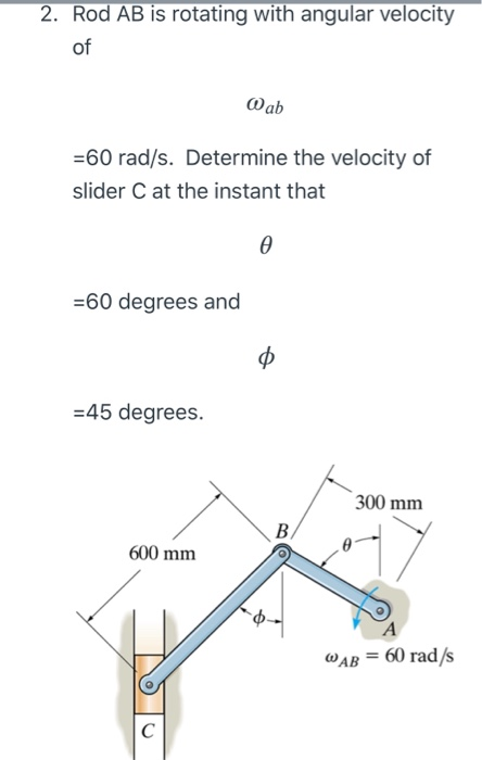 Solved 2. Rod AB is rotating with angular velocity of ab =60 | Chegg.com