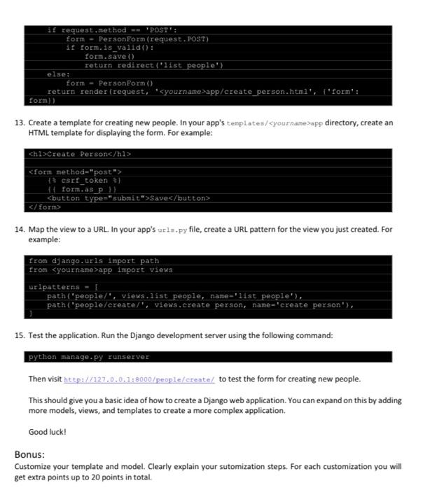 Solved 1. Install Django on your machine. If you don't have | Chegg.com