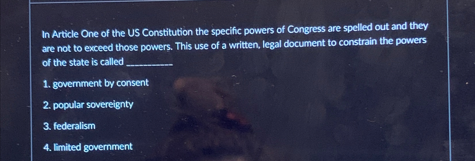 Solved In Article One of the US Constitution the specific | Chegg.com