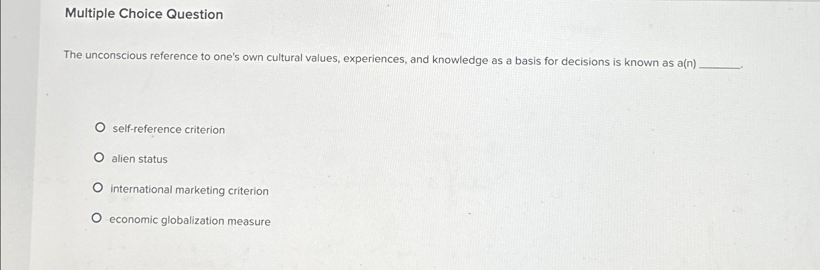 Solved Multiple Choice QuestionThe unconscious reference to | Chegg.com