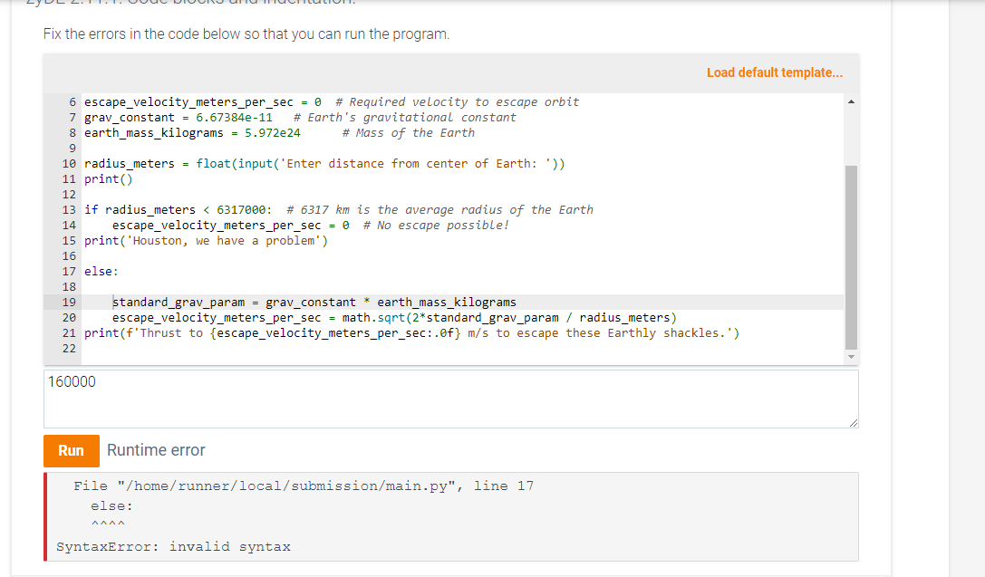 Solved Fix the errors in the code below so that you can run | Chegg.com