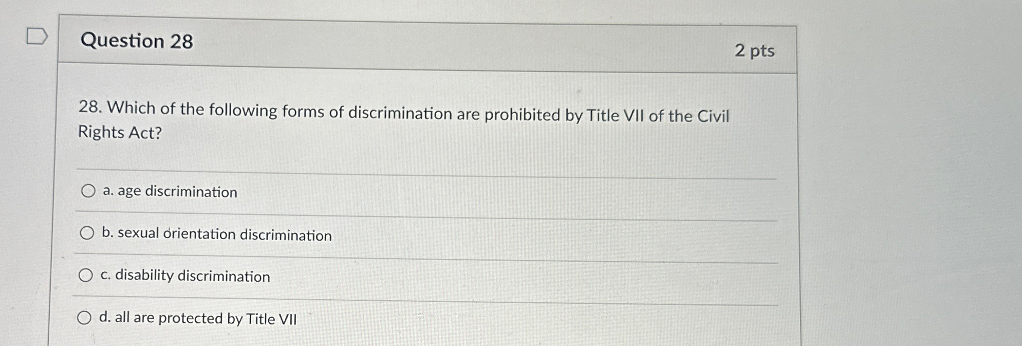 Solved Question 282 ﻿pts28. ﻿Which of the following forms of | Chegg.com