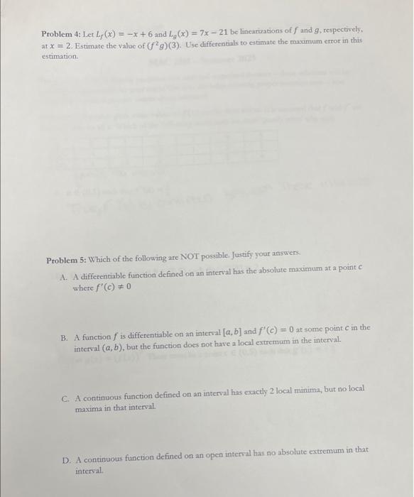 Solved Problem 2: If −5≤f′(x)≤3 for all values of x, what | Chegg.com